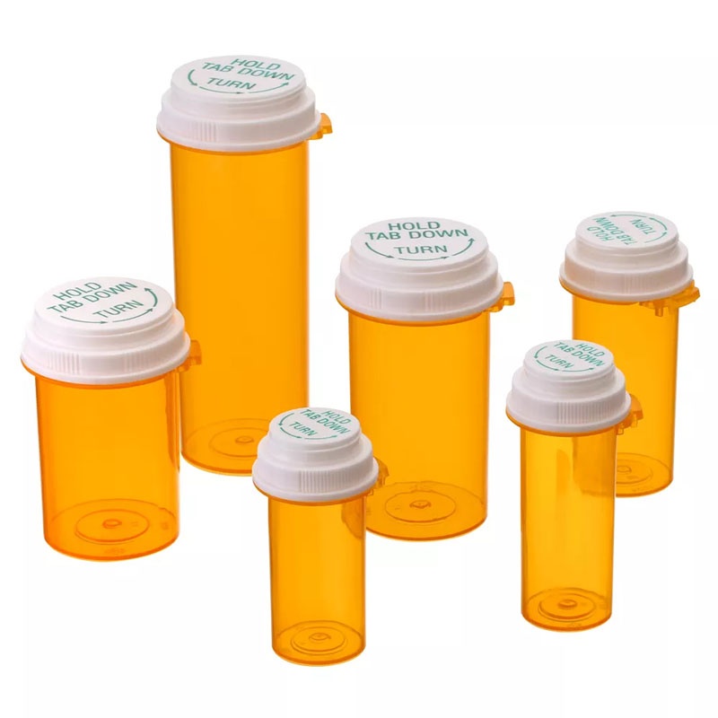 pharmacy vials child resistant 13 Dram Amber Thumb Tab Vials with ...